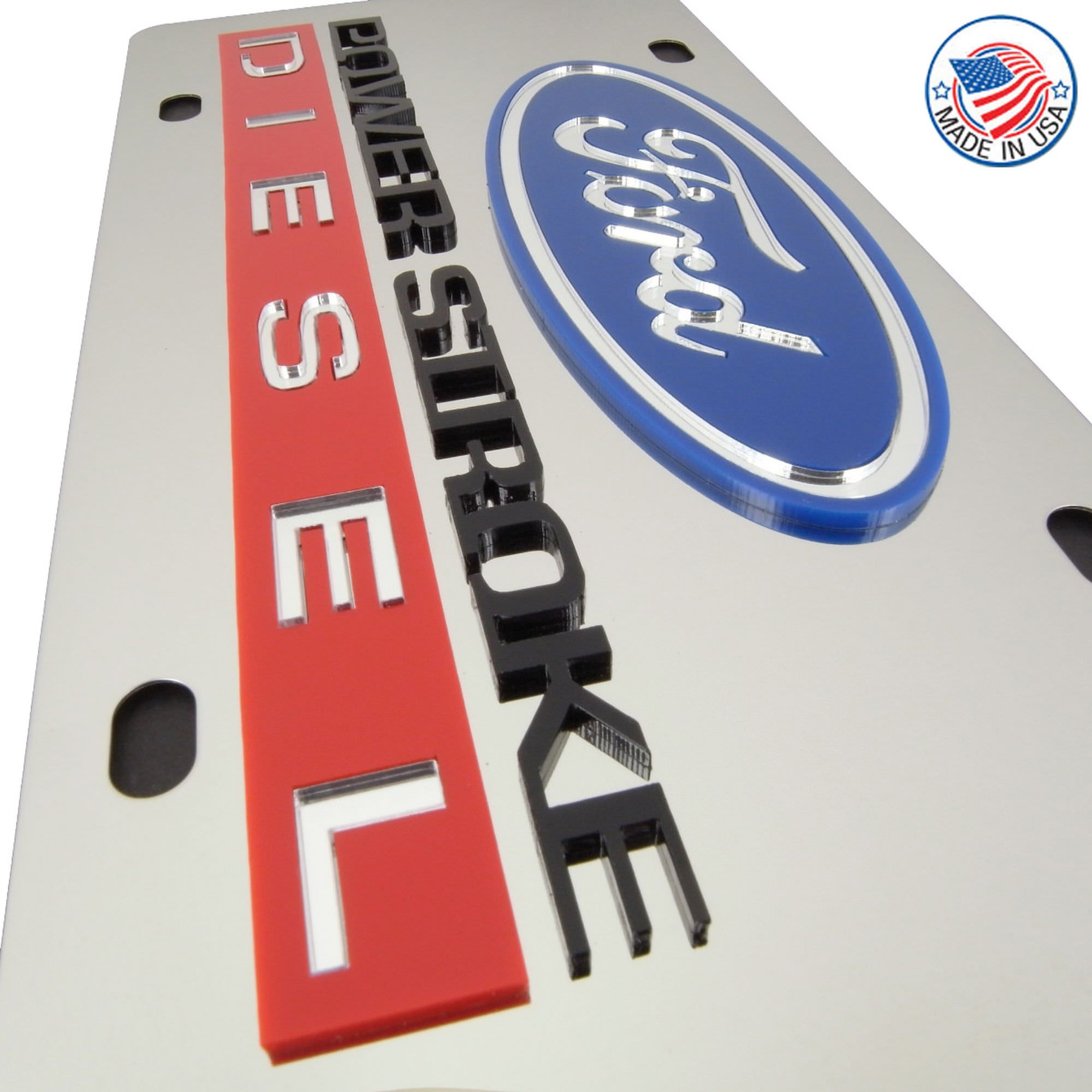 Ford Dual Logo Power Stroke Diesel License Plate (Chrome) 758534020734 ...
